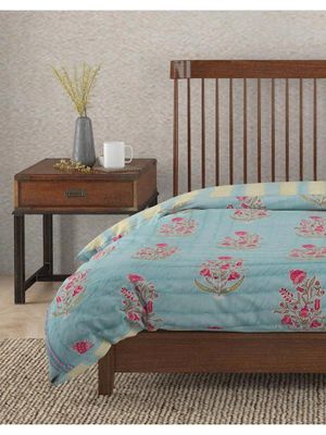 Buy Fabindia Blue Rasika Cotton Printed Single Quilt (SINGLE) Online