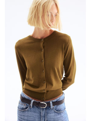 Buy H&M Women Green Fine-Knit Cardigan (XXS) Online