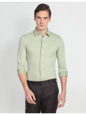 Buy Arrow Knitted Point Collar Solid Shirt Online