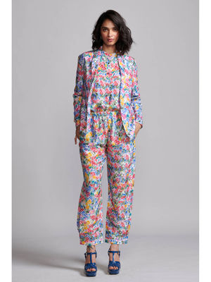 Buy dash and dot Multi-Colour Floral Linen Blazer with Shirt and Pant ...