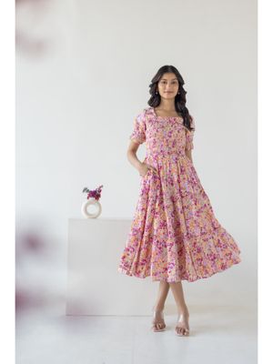 Buy Polago Clothing Multi-Color Ditsy Floral Maxi Dress Online
