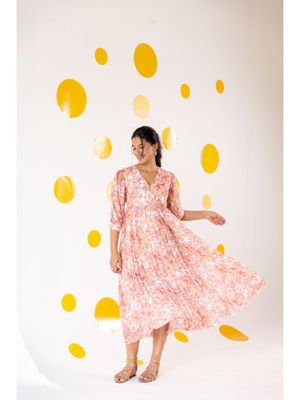 Buy Polago Clothing White Floral Printed Overlap Dress Online