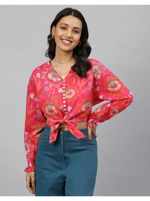 Buy Fabindia FabNu Cotton Printed Tie Up Waist Top Online
