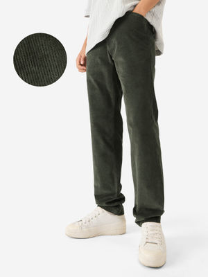 Buy The Souled Store Original Corduroy Pants: Olive Green Men Pants Online