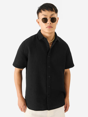 Buy The Souled Store Original Solids: Midnight Black Men Holiday Shirt ...