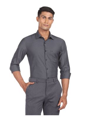 Arrow Formal Shirts : Buy Arrow Men Charcoal Cutaway Collar Dobby ...