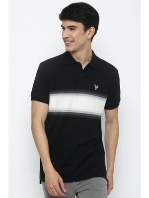 Buy American Eagle Men Black Colorblock Polo T-Shirt Online
