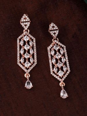 Buy Estele Rose Gold Plated CZ Shimmering Designer Earrings for Women ...