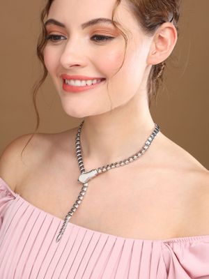 Buy Prita Stunning Snake Silver-Plated Open Necklace Online