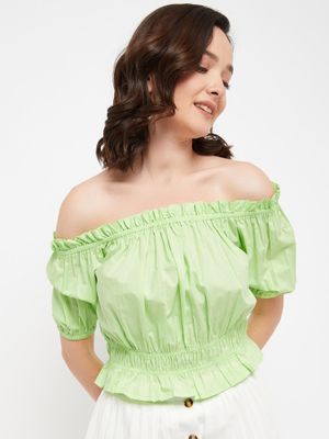 Buy Madame Women Solid Apple Green Top Online