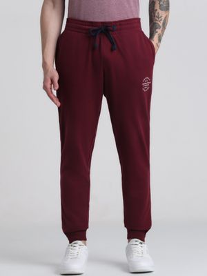 Buy Jack & Jones Maroon Slim Fit Cotton Sweat Track Pants Online