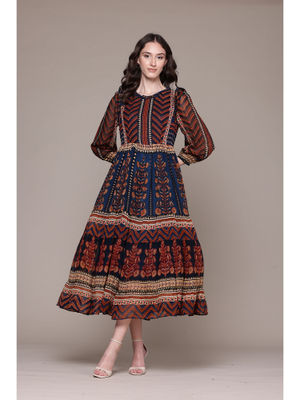 Buy Label Ritu Kumar Multi Color Danielle Maxi Dress (XS) Online