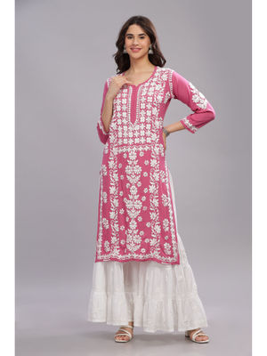 Buy CLUB LOOM Jiya Chikankari Modal Kurta (L) Online