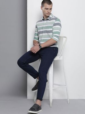 Buy The Indian Garage Co Men Regular Fit Striped Full Sleeves Cutaway ...