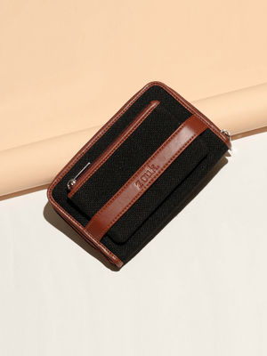 Buy Zouk Jet Black Classic Zipper Wallet Online