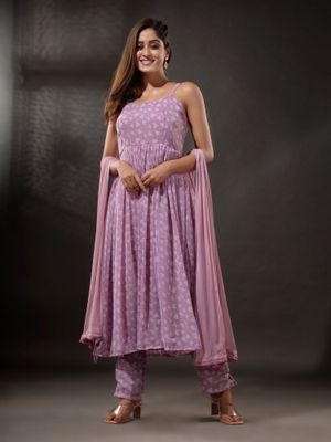 Disli Anarkali Set : Buy Disli Mastani - Lilac Anarkali With Pant (Set ...