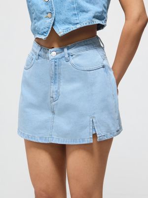 Buy The Souled Store Women Blue Denim Skort (26) Online