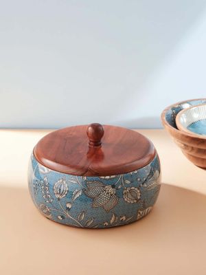 Buy Fabindia Blue Wood Chapati Box Online