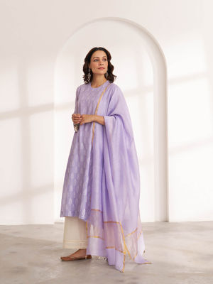Buy Vaaya The Kashni Silk Chanderi Kurta with Dupatta (XXS) Online