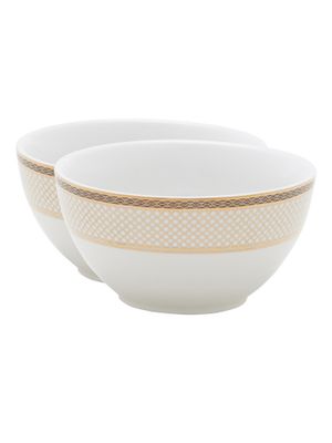 Buy Pure Home + Living Set Of 2 White Ceramic Side Bowls With Gold ...
