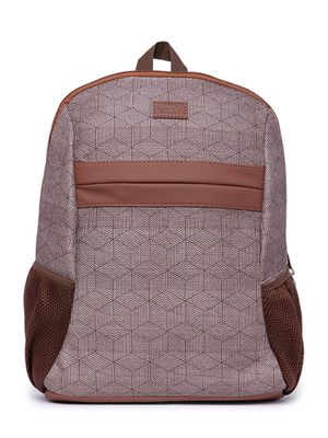 Buy Zouk Grey Geometric Printed Women Casual Backpack Online