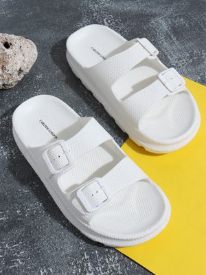 Buy Carlton London Solid White Classic Sliders Online