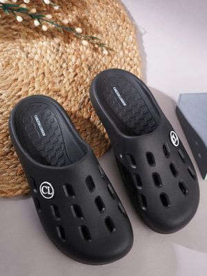 Buy Carlton London Solid Black Clogs Online