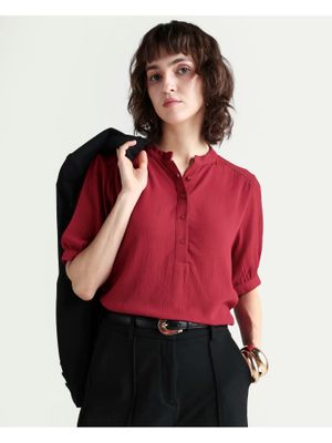 Buy RAREISM Red Mandarin Collar Regular Fit Top (XXS) Online