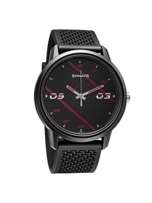 Buy Sonata 77085PP10W Black Dial Analog Watch For Men Online