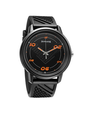 Buy Sonata 77085PP12W Black Dial Analog Watch For Men Online