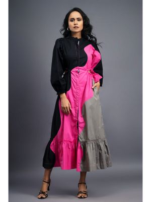 Buy Deepika Arora Black Pink Maxi Shirt Dress online