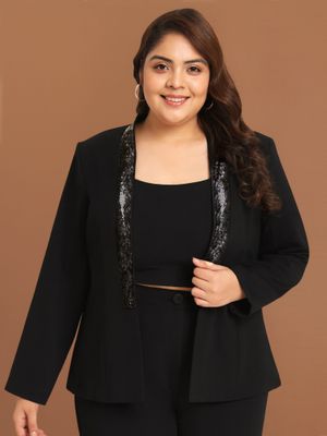Buy Martini Women Black Plus Size Sequin Blazer (3XL) Online