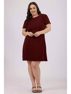 Buy Curvy Lane Maroon Plus Size Knee-Length A-Line Party Dress (L) Online