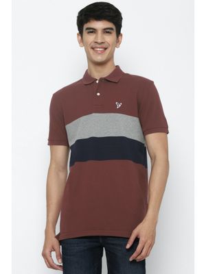 Buy American Eagle Men Burgundy Colorblock Pique Polo T-Shirt Online