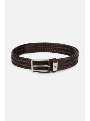 Buy Louis Philippe Men Brown Textured Genuine Leather Casual Belt Online