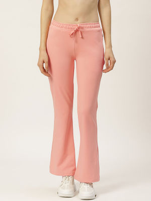 Buy Femea Women Peach Solid Bootcut Fit Track Pants Online