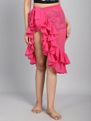 Buy Cukoo Pink Ruffled Cover Up Sarong (M/L) Online