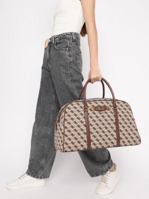 Buy Guess Brown Monogram Izzy Weekender Duffel Bag Online