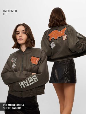 Buy The Souled Store Brown Embroidered Oversized Fit Jacket (XXS) Online