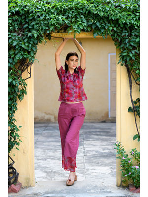 Buy Kiku Laali Collared Co-ord (Set of 2) Online