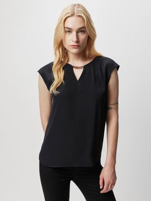 Buy COVER STORY Black Solid Shell Top Online