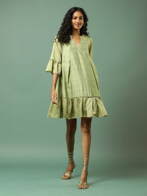 Buy Aarke Ritu Kumar Green Embellished Dress Online