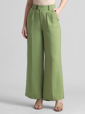 Buy ONLY Green High Rise Wide Leg Pants Online