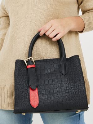 Buy Styli Women Textured Handbag Black Online