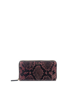 Buy Gioia Women Faux Python Zip Around Clutch Maroon Online