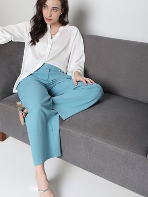 Buy VERO MODA Women Solid Blue Pants Online