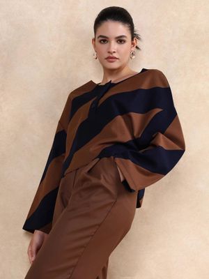 Buy RAREISM Yarny Primary Brown Relaxed Regular Top (XXS) Online