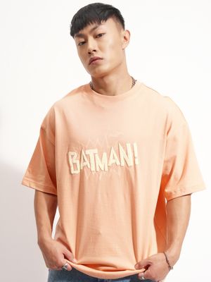 Buy HIGHLANDER Peach Batman Drop Shoulder Tshirt (L) Online
