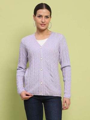 Buy Madame Cable Knit Lavender Cardigan for Women (S) Online