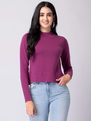 Buy FabAlley Purple High Neck Sweater (XS) online